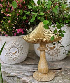 Béžovo-zlatá dekorace houba Mushroom - 11*9*15 cm