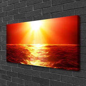 Obraz na plátně Západ Slunce Moře Vlna 100x50 cm