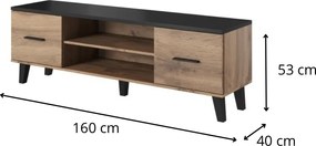 TV stolek Lotta 160 cm dub wotan/černý