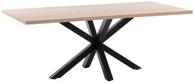 OnaDnes -20% Dubový jídelní stůl Kave Home Argo 180 x 100 cm s černou kovovou podnoží