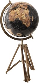 Černý dekorativní glóbus na dřevěné trojnožce Globe - 28*26*57 cm