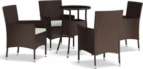 5dílný zahradní bistro set s poduškami hnědý polyratan 3187413