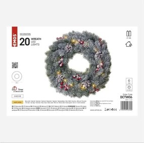 LED vánoční věnec EMOS DCTW06 ZY2354 2xAA teplá bílá časovač vnitřní použití