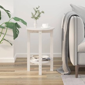 Konferenční stolek bílý Ø 40 x 60 cm masivní borové dřevo - Default Title