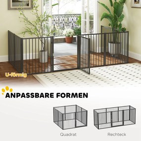 PawHut Psí Park Ohrady pro psy 8 panelů 60x76 cm pro malé a střední plemena, ocelový korál pro interiér i exteriér, černý