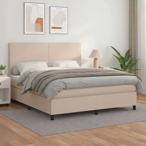 Box Spring Postel S Matrací Umělá Kůže Cappuccino Hladký design 180 x 200