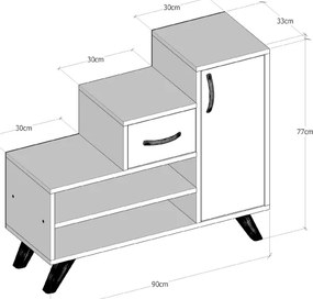 Botník RETRO 77x90 cm béžová/bílá