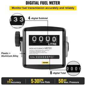 E-CrossStu GmbH​  Palivové čerpadlo s průtokoměrem a pistolí 40 L na naftu,  topný olej, samonasávací olejové čerpadlo 300 W, sací olejové čerpadlo VEVO35 |červená,