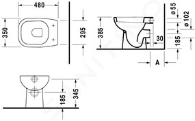 DURAVIT - D-Code Stojící WC, zadní odpad, s HygieneGlaze, alpská bílá (21080920002)