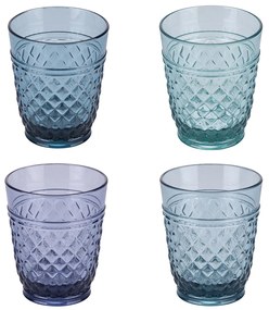VILLA D’ESTE HOME TIVOLI Set sklenic na vodu Oceán 4 kusů, odstíny modré, broušený, 400 ml