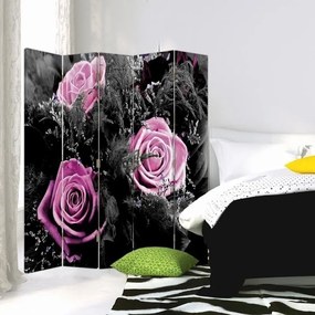 Ozdobný paraván Růže Květiny - 180x170 cm, pětidílný, obustranný paraván 360°