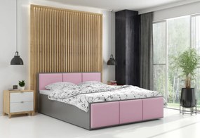 Expedo Čalouněná postel SANTOS, 120x200, bílá/trinity 19 - růžová + kovový rošt + matrace