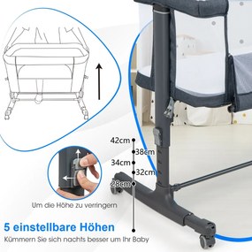 Costway Dětská postýlka 3v1 a kolébka a postýlka s matrací postýlka