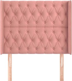 Čelo postele typu ušák růžové 93x16x118/128 cm samet 3119957