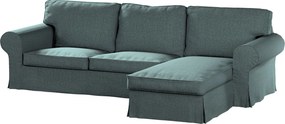 Potah na pohovku IKEA Ektorp 2-místná s lenoškou barva modrá látka pletený vzor