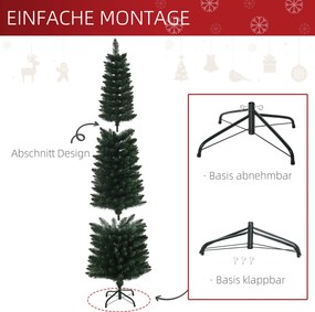 HOMCOM Vánoční stromek 180 cm, vysoce realistický, 380 větviček, nehořlavý, stabilní podstavec, zelená