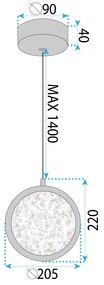 Toolight Toolight, LED křišťálový závěsný lustr, 10W, 3000K, LHJ100-1CP, zlatá, OSW-60045