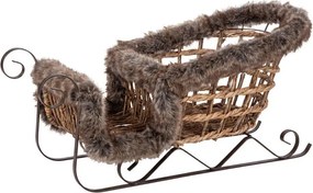 Proutěné vánoční sáně s kožíškem Christmas Sled - 60*24*28 cm