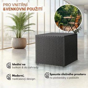 Polyratanový úložný box RICCO, 318L, 75x75x70 cm, černá Casaria