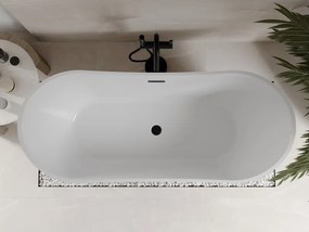 Mexen Celia, volně stojící vana 170 x 75 cm, bílá, černý matný přepad, 52331707500-70