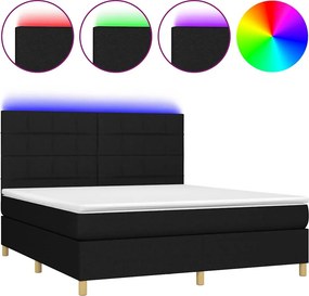 Box spring postel s matrací a LED černá 180x200 cm textil 3135455