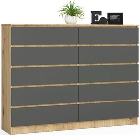 Komoda K160 10SZ dub artisan/grafitová šedá