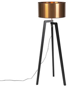 Stojací lampa černá s měděným stínidlem 50 cm - Puros