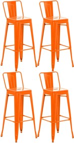 Sada 4 barových židlí Mason – oranžová