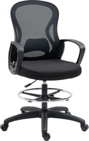 Vinsetto Kancelářská židle s vysokým opěrákem - nastavitelná, rozměry 59 Š x 65 H x 124 V cm, 360° otáčecí, prodyšná černá síťovina | Aosom