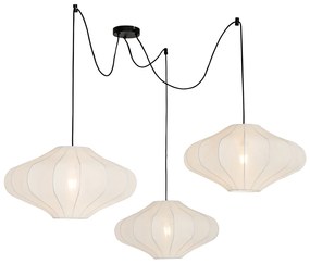 Designová závěsná lampa bílá 50 cm 3-světelná - Plu