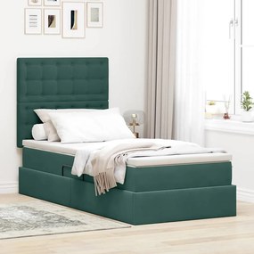 Postel s úložným prostorem a matrací Tmavě zelená 90 x 200 cm 3372126