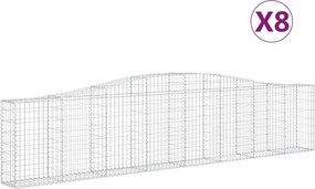 Klenuté gabionové koše 8 ks 400x30x80/100 cm pozinkované železo 3145819