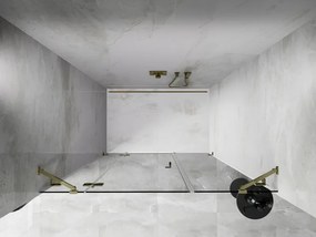Mexen Lunar, levé otočné sprchové dveře 145 cm, čiré sklo, zlatý profil, 834S-145-050-50-00-L