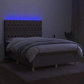 Box spring postel s matrací a LED taupe 140x200 cm textil 3135681