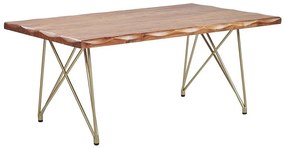 Konferenční stolek ze světlého akáciového dřeva se zlatou RALEY Beliani