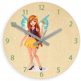 M.Clock Dětské nástěnné hodiny elf 30x30cm hnědé