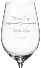 Dekorant svatby Sklenice na bílé víno DRUŽIČKA (šíp) 350 ml 1KS