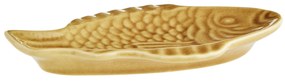 MADAM STOLTZ Kameninový talířek ve tvaru ryby Honey, žlutá barva, keramika