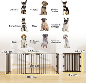 PawHut 2 v 1 výběh pro štěňata 5-TLG Skládací ohrádka s dvířky pro malé a střední psy, DIY ohrádka pro štěňata 300 x 74,5 cm kovová černá | Aosom.de