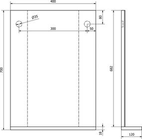 Aqualine Aqualine, BETA zrcadlo 40x70x12cm, 57395