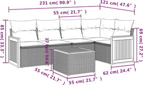 6dílná zahradní sedací souprava s poduškami béžová polyratan 3260036