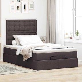 Osmanský rám postele s matrací tmavě hnědá 120x190cm textil 3313309