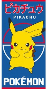 TipTrade Bavlněná froté osuška 70x140 cm - Pokémon Pikachu Bleskový útok