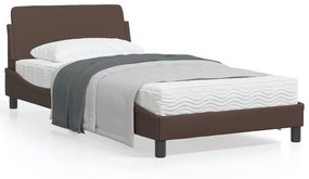 Rám postele s čelem hnědý 100x200 cm umělá kůže - Default Title