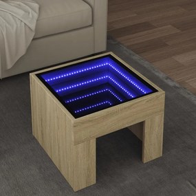 Konferenční stolek s Infinity LED dub sonoma 40 x 40 x 30 cm