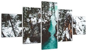 Obraz - horská řeka v zimě (125x70 cm)