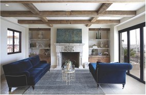 Diamond Carpets India, Ručně vázaný kusový koberec Diamond DC-MCN Denim blue/silver, 140x200, modrá, chodba / předsíň