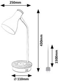 Rabalux 74001 - Stmívatelná dotyková stolní lampa MOSLEY 1xE14/25W/230V