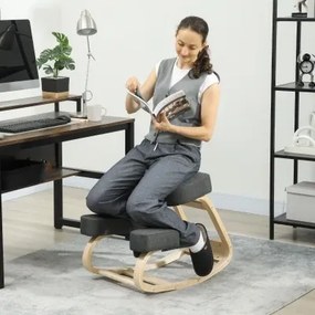 Vinsetto Kolenní židle, ergonomická posezení, polstrovaný stolek pro zdravé sezení, březové dřevo, nosnost 120 kg, tmavě šedá