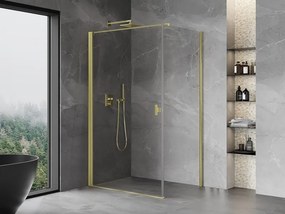 Mexen Mist-B, 1-křídlý ​​výklopný sprchový kout 80 x 100 cm, čiré sklo, zlatý matný profil, 8A2T-080-100-55-00